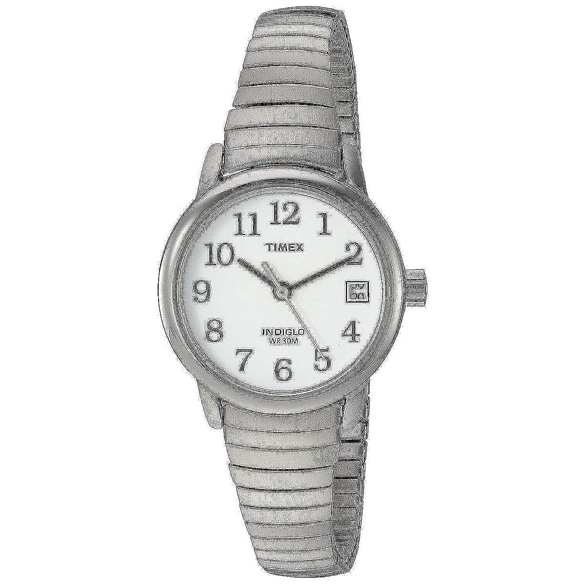 Timex Women's Easy Reader 25mm Watch – Silver-Tone Case White Dial with Tapered Expansion Band