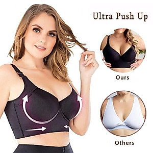 miscloder Women's Filifit Sculpting Uplift Bra Fashion Deep Cup Bra Full Back Coverage Hide Fat Smooth Bra Push Up Sports Bra (b, Black, 38B)