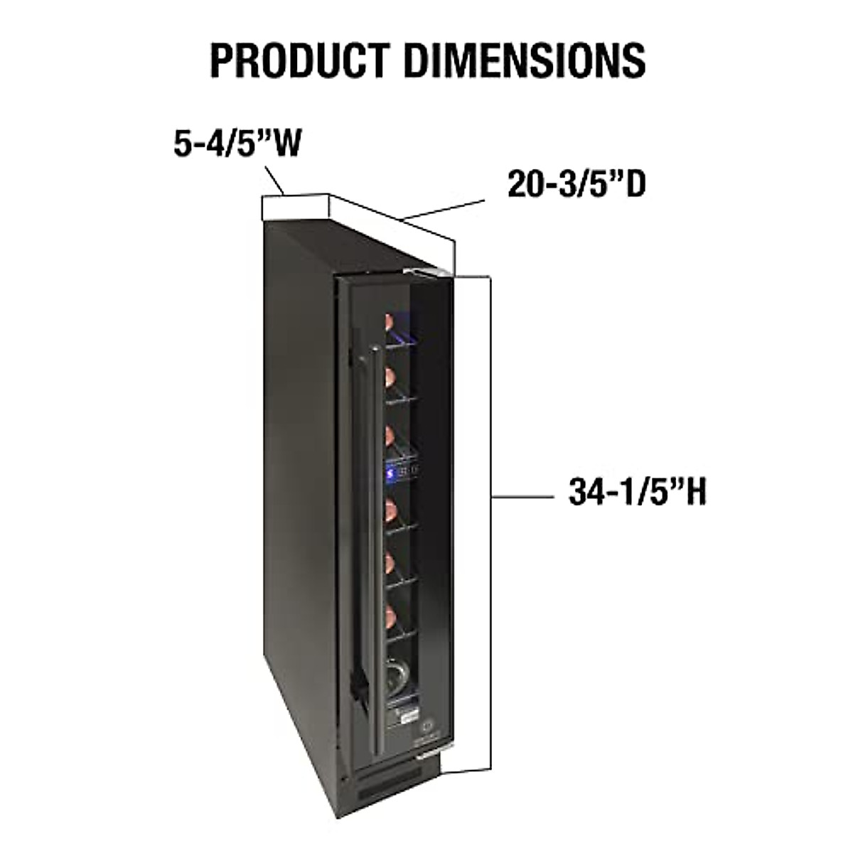 Vinotemp EL-7TS-BLACK 7 Bottle Cooler Refrigerator Freestanding Wine Cellar or Built-in Installation with Automatic Defrost, LED Display and Front Venting, Black