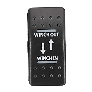 Fincos 12V 20A Winch in Winch Out (ON)-Off-(ON) Rocker Switch Momentary LED 7-Pin - (Color: Red)