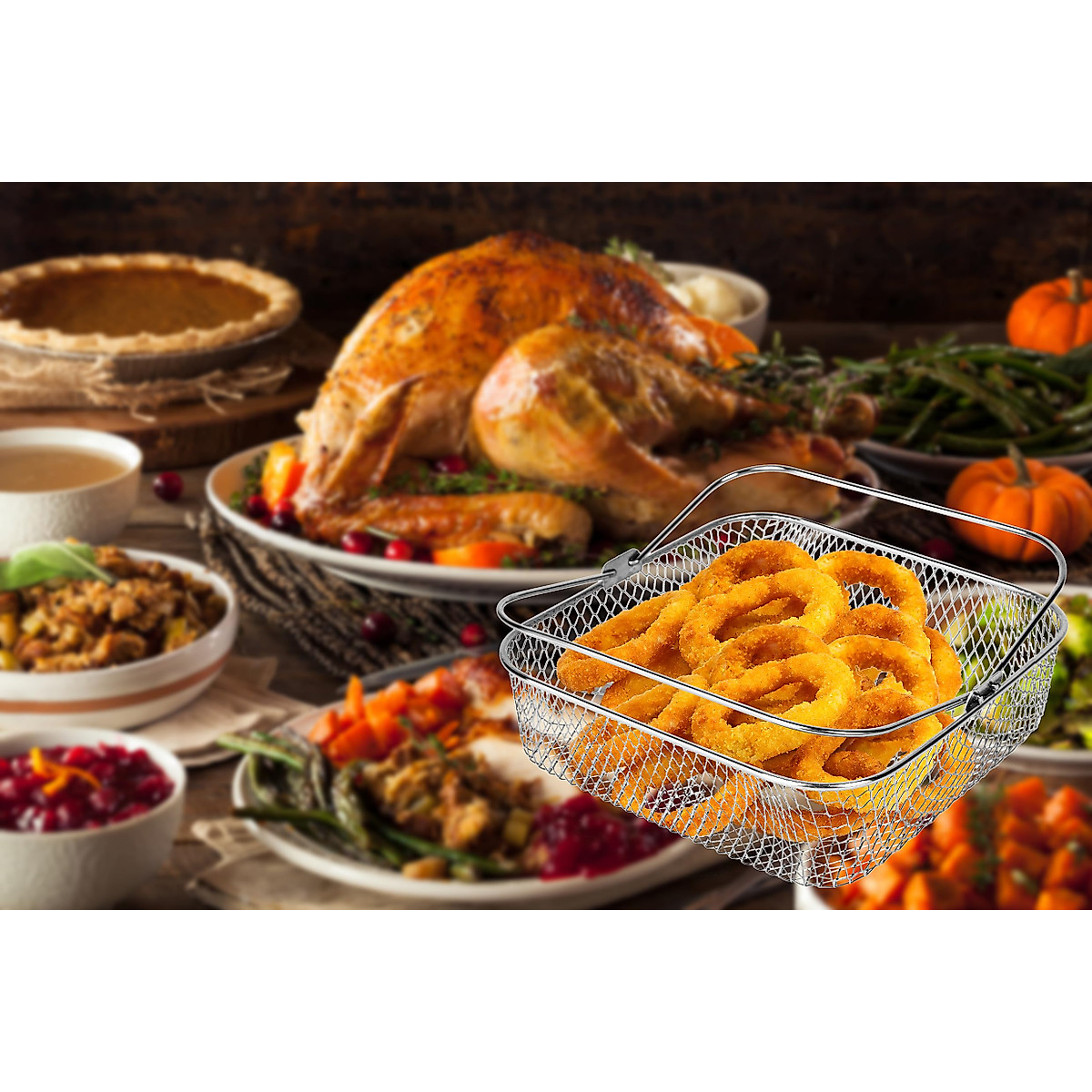 Air fryer Basket 8.19inch Square Air Fryer Basket Compatible for Instant Vortex Air Fryer,Air Fryer Accessories Compatible for COSORI,Mesh Basket for Air Fryer