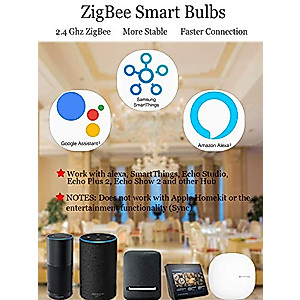 ZigBee E12 Smart Light Bulbs, CMARS LED Candle Bulb Compatible with Alexa, SmartThings Hub, Echo Plus (2nd), Dimmable and RGB Color Changing, 320Lm, Hub Required （3 Pack）