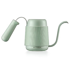 BUYDEEM CD2006B Portable Pour Over Gooseneck Coffee Kettle and Maker, Durable Pro 18/8 Pro Stainless Steel with Silicone Protection for Better Coffee Brewing, 330ml (Cozy Greenish)