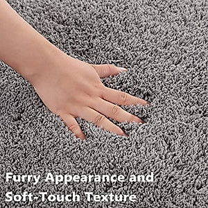 CAROMIO Soft Shaggy Rugs Plush Indoor Modern Faux Fur Area Rugs for Bedroom Luxury Fluffy Carpets Non-Slip Nursery Rugs Shag Rug Home Decor for Living Room Floor Kids Rooms, Light Grey, 4' x 6'