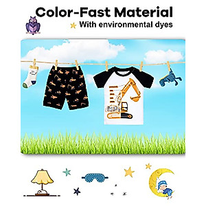 DAUGHTER QUEEN Boys Pajamas 18-24 Months Summer PJs Excavator Pj Sets Baby Toddler Cotton Short Sleeve Sleepwear Jammies Construction Clothes Outfits 18m/Mo, 24m/Mth