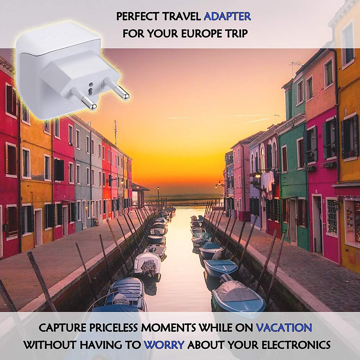 Ceptics Turkey, Egypt, Iceland Travel Adapter Plug - Type C - Europe - 2 In 1 - Light Weight - Perfect for Cell Phones, Chargers, Cameras and More