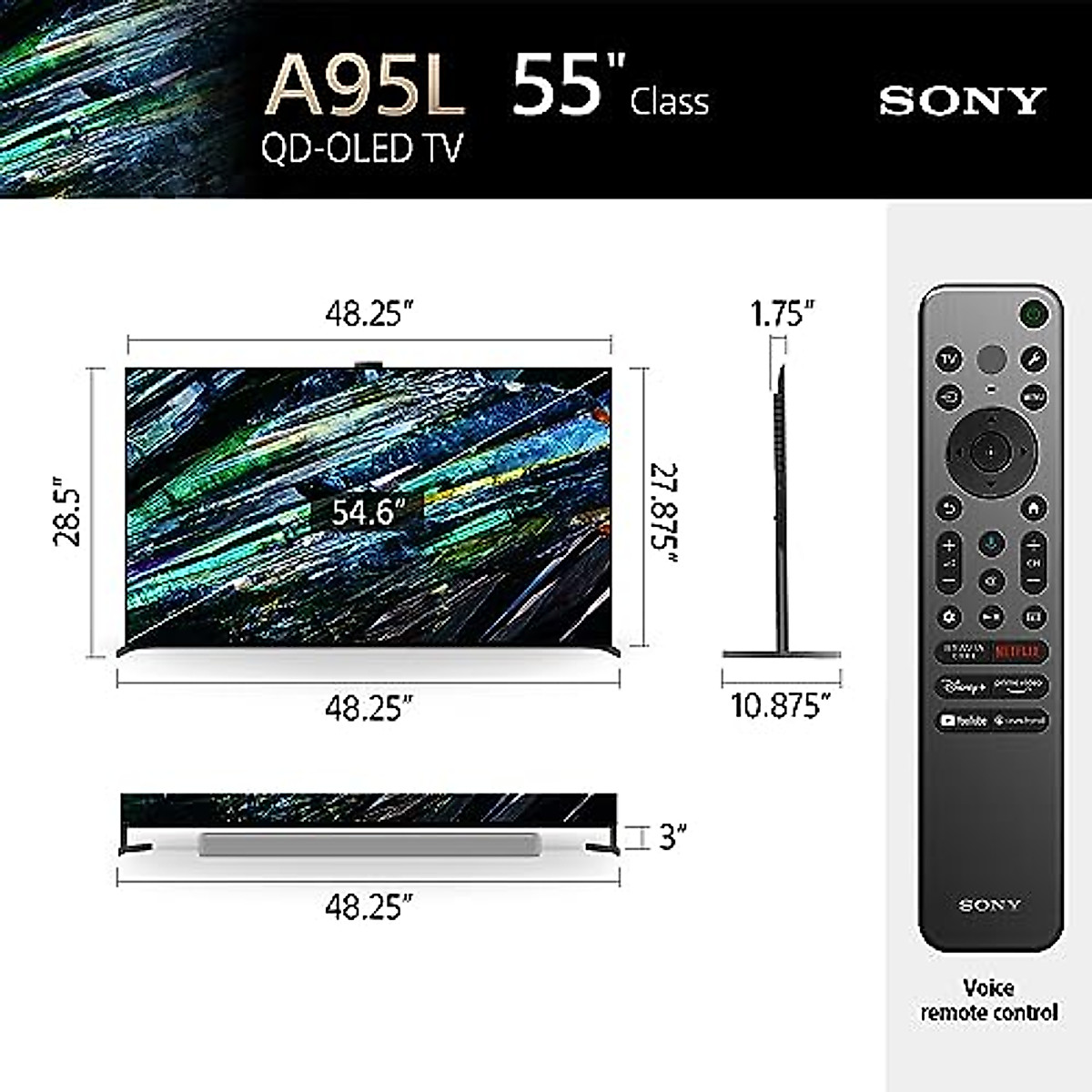 Sony XR55A95L 55 Inch QD-OLED 4K UHD Smart Google TV with AI Upscaling with a Sony HT-A7000 7.1.2 Channel Dolby Atmos BRAVIA Soundbar and Screen Cleaner Kit (2023)