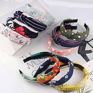 TOBATOBA 10 Piece Womens Headbands Set, Knotted Headbands, Summer Floral Headbands, Twist Turban Wide Headbands Bandana Hair Accessories for Women