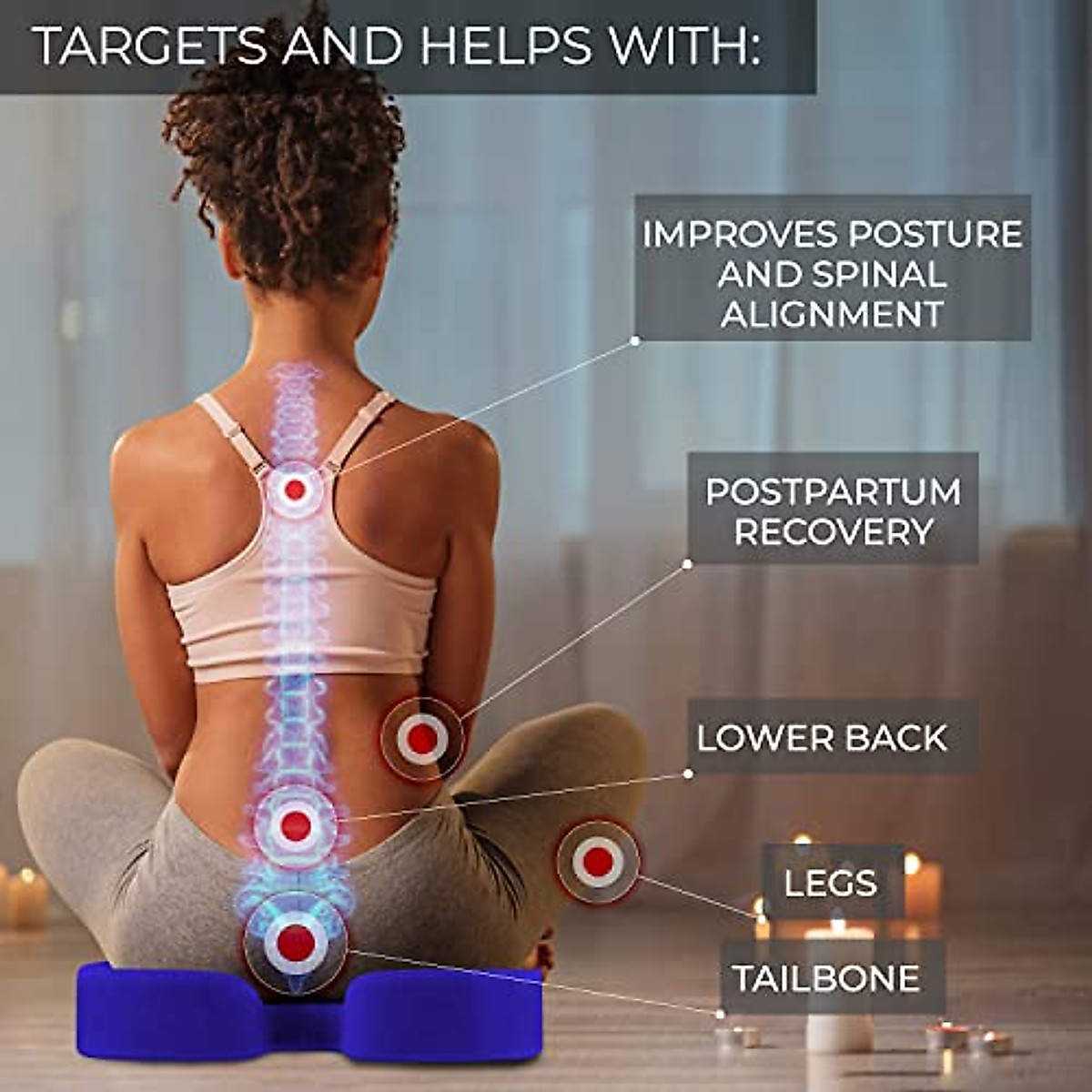 Everlasting Comfort Car Seat Cushion for Tailbone Pain Relief - Office Chair Cushion w/Premium ComfortFoam™ for All-Day Sitting Support - Coccyx, Sciatica Pain Relief Pillow for Desk Chair and Gaming