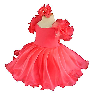 Jenniferwu EB053 Infant Toddler Baby Newborn Little Girl's Pageant Party Birthday Dress Coral Size 12-18M