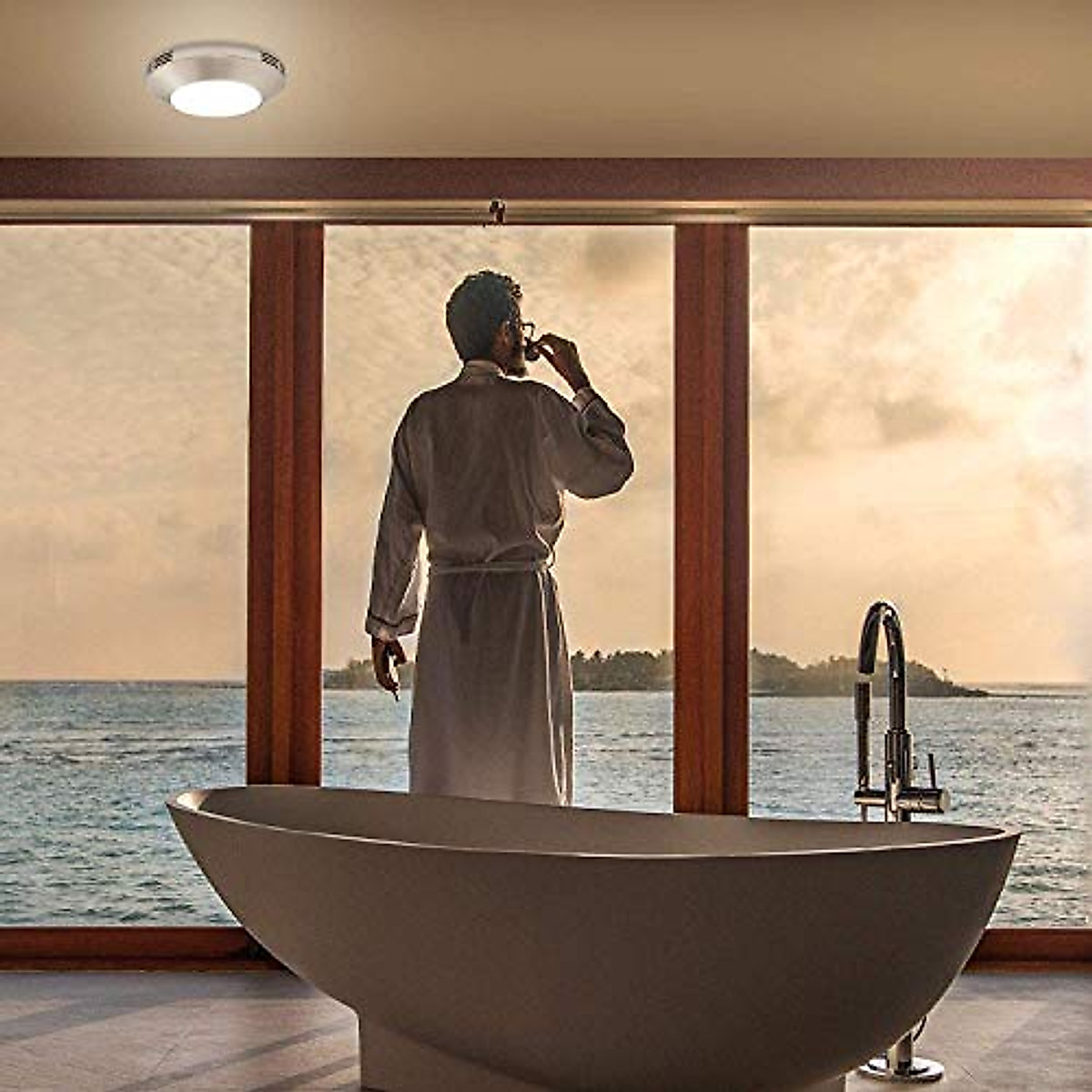 Homewerks 7117-01-BN Bathroom Integrated LED Light Ceiling Mount Exhaust Ventilation 1.1 Sones 80 CFM, Bath Fan Brushed Nickel