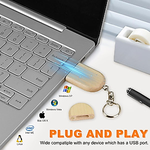 Novelty Wooden USB 2.0 Flash Drive 32GB Data Storage Memory Stick USB Stick Ellipse Pendrive with Wooden Box
