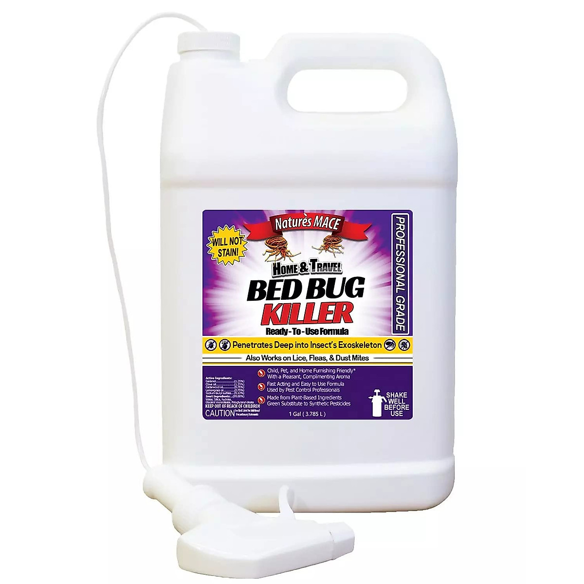 Nature’s MACE Bed Bug Killer 1 Gal Spray/Commercial Grade Bed Bug Killer/Kills Eggs, Nymphs, and Adults Bed Bugs on Contact/Odorless & Non-Staining Spray