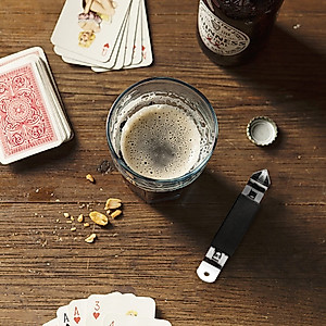 NUTJAM Magnetic Bottle Openers, Classic Can Tapper, Portable Stainless Steel Small Beer Opener with Magnet for Camping, Traveling, Indoor, Outdoor (Black,1 Pack)