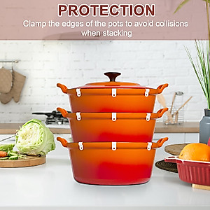 40pcs Dutch Oven Lid Protector Clips, Replacement Plastic Pan Clips for Stacking Cookware Protectors Pot Bumpers lifter Accessories for Storage and Display of Dutch Oven Pots