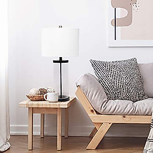 Elegant Designs LT3323-BLK Modern Coastal Style Enclosed Clear Glass Metal Table Lamp, Black