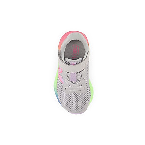 New Balance Girls Fresh Foam Arishi V4 Hook and Loop Running Shoe, Light Aluminum/Cyber Lilac/Neon Pink, 12 Little Kid