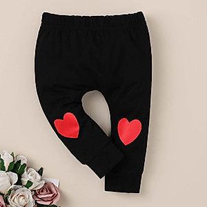 FOCICI Infant Baby Boy Clothes Valentines Day Outfit Spring Newborn Collar Romper Love Heart Pants Sets Red 3-6 Months