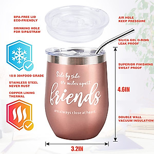 Kolewo4ever 12 Pieces Bulk Friend Appreciation Gifts Set 4 Friend Wine Tumbler 4 Friend Cosmetic Bag 4 Friend Keychains Appreciation Funny Long Distance Friendship Gifts for Best Soul Sister