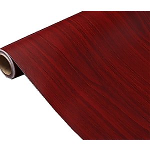Dark Red Wood Film Peel Stick Wood Grain Wallpaper Adhesive Paper Vinyl Funitures Drawer Shelf Liners Stickers,15.8inch by 79inch