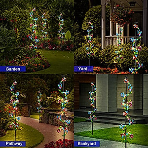K KYMYCRAFT Solar Garden Lights Outdoor Decor, 2 Pack Garden Stake Light Waterproof Garden Lights with Stand for Garden, Patio Landscape, Yard, Pathway Decoration (Butterfly)