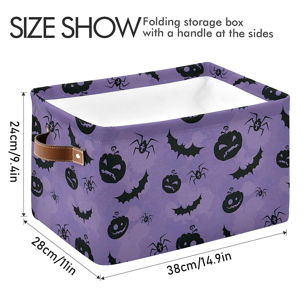 Foldable Storage Basket, Cube Organizer Bins Halloween Pumpkin Bat Cube Bag Dual Handles for Closet Shelf