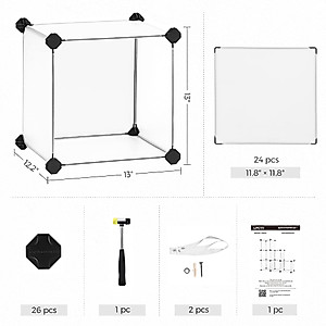 SONGMICS Storage Cubes and Cube Storage Organizer Bundle, 6 Non-Woven Fabric Bins with Double Handles, 6 Cube Closet Organizers and Storage, Navy Blue and White UROB026I01 and ULPC06W