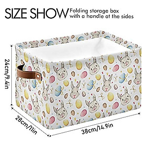 senya Easter Storage Basket with Handles, Easter Eggs Rabbit Fabric Collapsible Storage Bins Organizer Bag for Baby Storage Toy Storage 15 x 11 x 9.5 inch