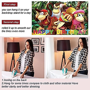 Donkey Country Party Supplies, 5x3FT Kong Theme Happy Birthday Party Banner Donkey Country Party Decoration Backdrop Background for Kids