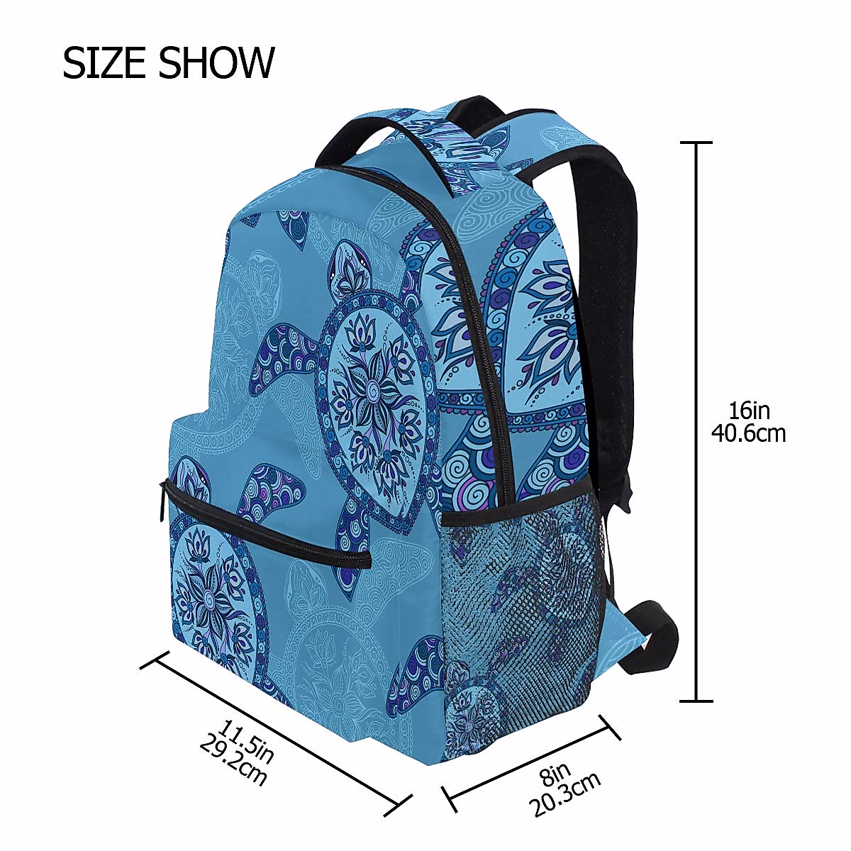 ALAZA Colored Sea Turtle Backpack Daypack School Bag Travel Shoulder Bag for Students Boys Girls