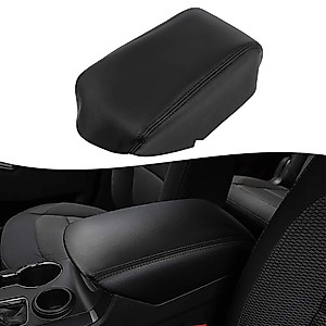 KBH Car Front Center Console Armrest Cover Replacement for Ford Explorer 2011-2019, Vinyl Leather, Middle Console Arm Rest Skin Upholstery, Anti-Scratch, Black (Without Lid)
