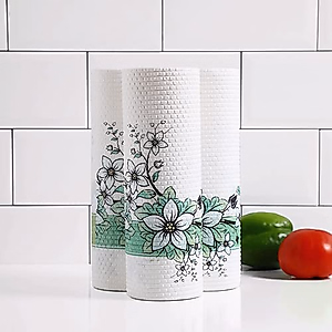 KitchLife Reusable Bamboo Paper Towels - 1 Roll = 4 Months Supply, Washable and Recycled Paper Rolls, Zero Waste Sustainable Gifts, Environmentally Friendly, Raspberry Flower