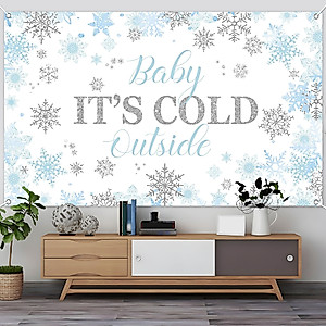 Felortte 71" x 43" Polyester Winter Baby Shower Backdrop Winter Wonderland Blue Snows Baby It's Cold Outside Photography Background for Newborn 1st Birthday Party Decorations PhotoBooth Props