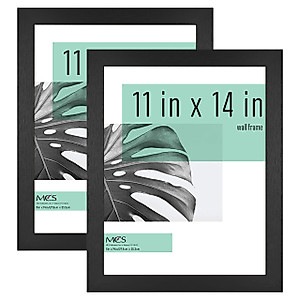 MCS Studio Gallery 11x14 Picture Frame Black Woodgrain, Rectangle Photo Frame for Photos, Posters & Art Prints (2-Pack)
