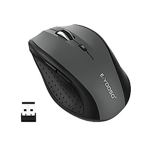 E-YOOSO Wireless Mouse for Laptop, Portable Optical Computer Mouse, 6 Buttons, Cordless 2.4GHz with USB Receiver, 5-Level 4800 DPI, 18 Months Battery Life, for PC, Chromebook, Windows, Mac
