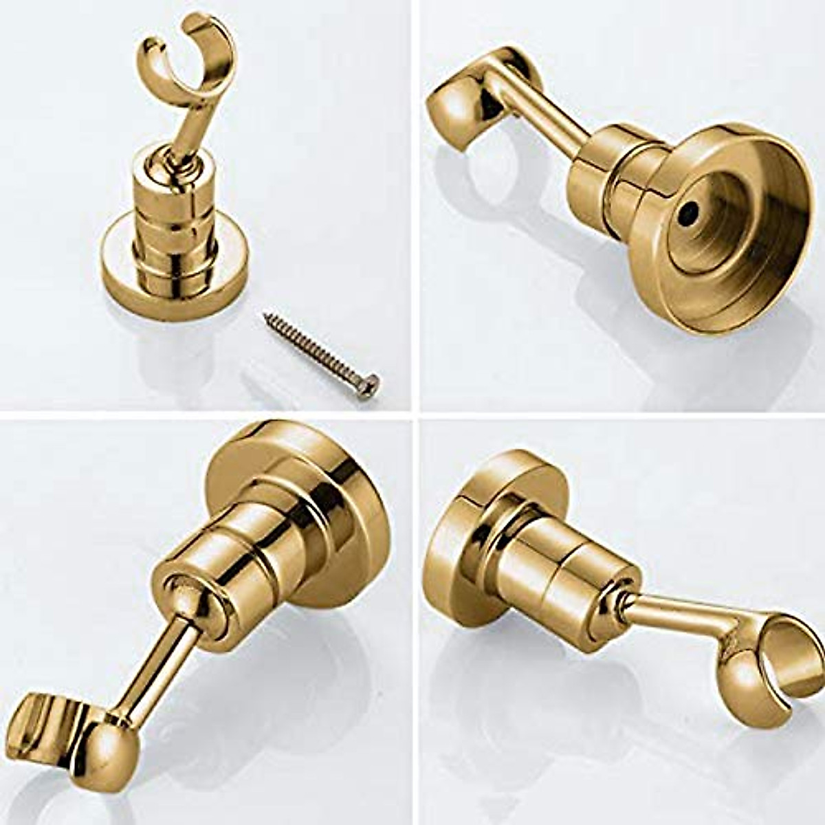 TINTON LIFE Universal Bathroom Adjustable Shower Head Wall Mount Holder Base Removable Bracket Shower Head Adapter For Kids or Adults(Circle Titanium Gold)