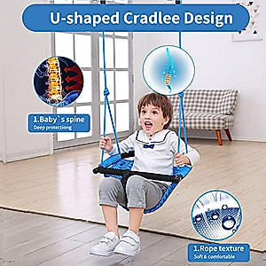 nets Tribe 2 -in- 1 Toddler Swing. Swing Seat for Kids with Adjustable Ropes, for Kids Heavy Duty Rope Play Secure Children Swing Set, for Outdoor Indoor, Backyard. Upgrade Product (Blue)