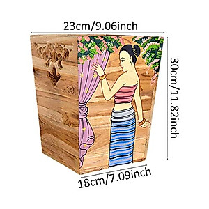 HASMI Garbage bin 1.6 Gallons Wood Waste Bin Decorative Trash Can Square Wastebasket Recycle Bin for Living Room Bedroom Office Trash Can Trash Can