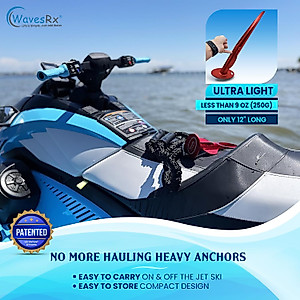 WAVESRX 12" Aluminum Sand Spike Beach Anchor - WaveCobra | Keeps Your Watercraft Securely Anchored Near Shore, Sandbar or in Shallow Water | Ultra Light Patent Pending Design for Jet Ski & Small PWC