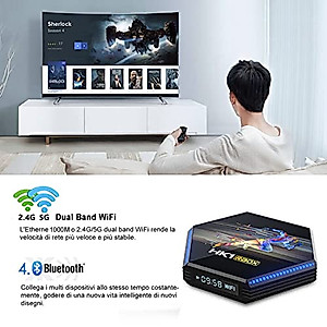 Android 11.0 TV Box, Android Box 4GB RAM 64GB ROM, Supports 2.4G/5G Dual Wi-Fi, USB 3.0, Support 4K,BT4.1, H.265 Smart TV Box, with Remote Control