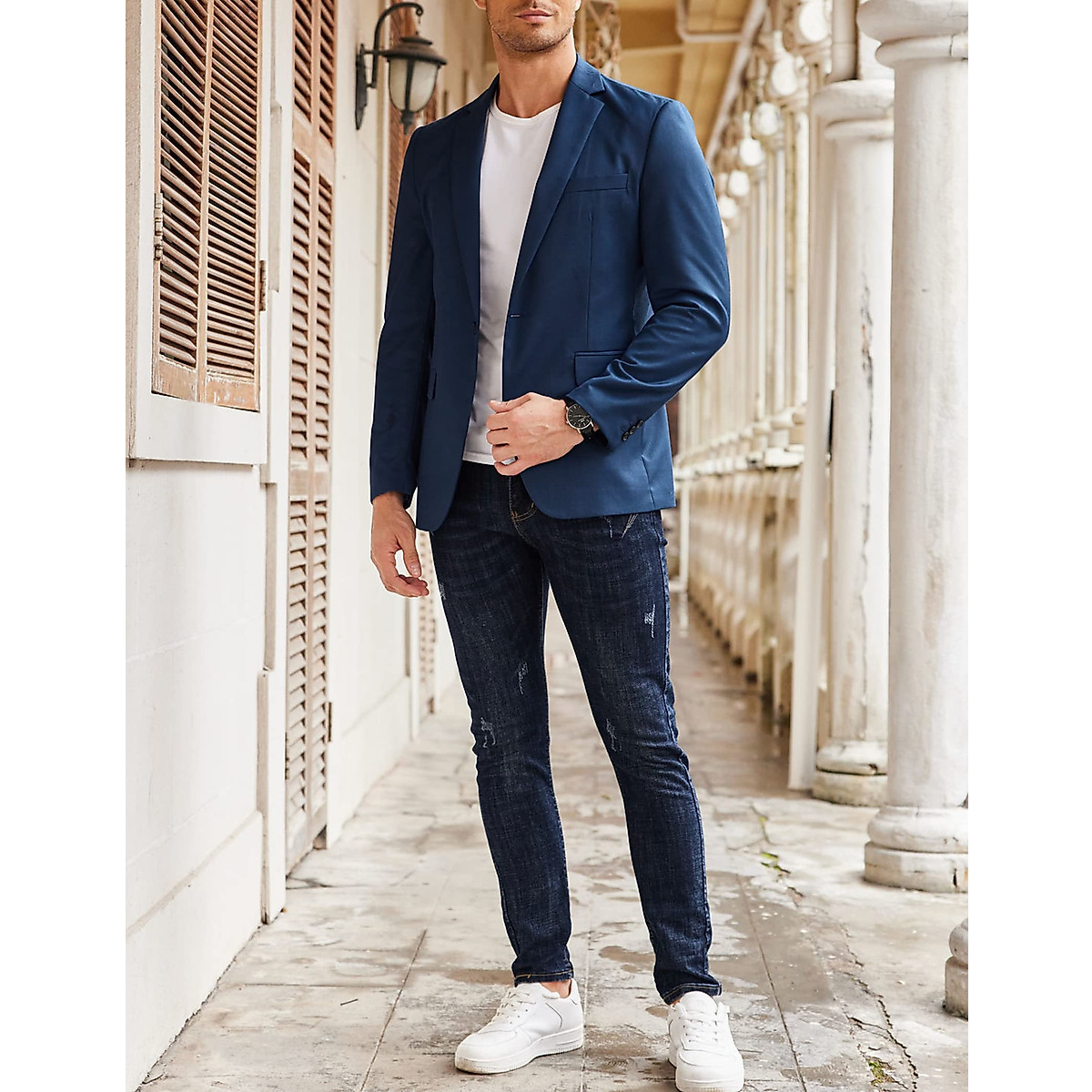 COOFANDY Mens Casual Blazer Fashion Sport Coats Slim Fit Business Suit Jacket Formal Blazer (Blue XXL)