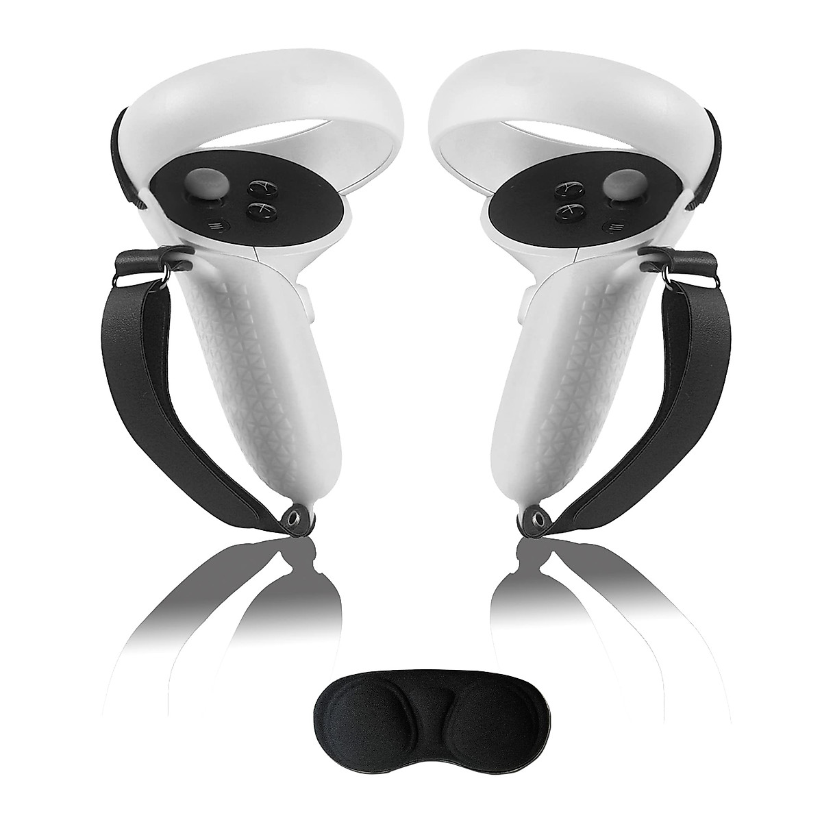 MUGEYMYD Touch Controller Grip Cover and Lens Cover for Oculus Quest 2 Accessories, Sweat-Proof and Anti-Throw, Protector with Knuckle Straps.(White)