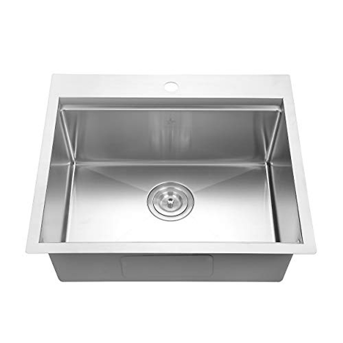 STARSTAR Workstation Ledge Topmount/Drop-in Single Bowl 304 Stainless Steel Kitchen/Yard/Bar/Laundry/Office Sink, With Grid, Colander, Cutting Board, Strainer (23 x 20 x 9-Black Colander)