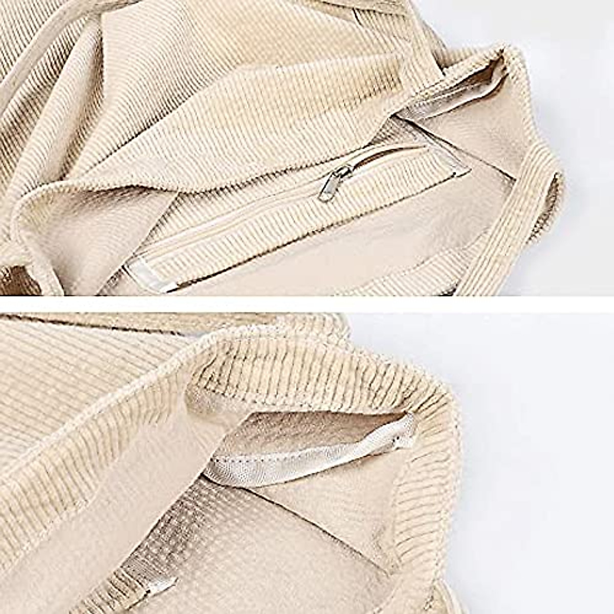 Women Shoulder Handbags Soft Corduroy Casual Hobo Bags Large Tote Bag Travel Satchel Shopping Bag for Women (Beige)