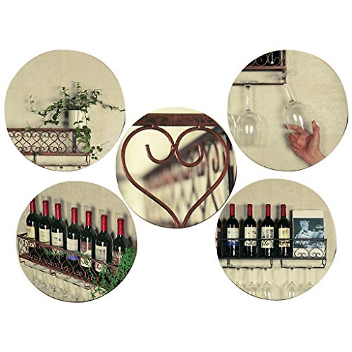 Stylish Simplicity Industrial Metal Wall-Mounted Wine Glass Holder Black Vintage Stylish Simplicity Champagne Glass Wine Glass Goblet Holder 80X20Cm Can Hold 16 Bottles of Wine Display Stand, PIBM