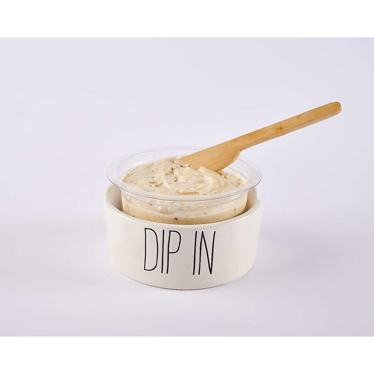 Mud Pie Store Bought Container Dish, White, dip 2" x 4 1/4" dia | spreader 6"