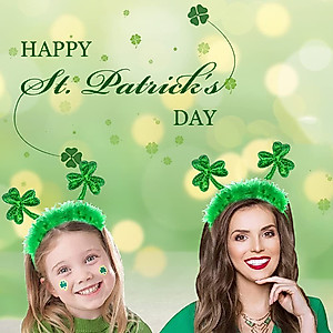 KOLONAMS St.Patrick's Day Headbands Green Shamrocks Hairband with Sequins Glitter Irish Hair Hoop Hat Parade Party Costume Hair Accesories for Saint Patrick's Party Favor Gift Cosplay