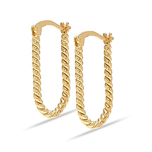 LeCalla 925 Sterling Silver 14K Gold Plated Hoop Earrings for Women Hypoallergenic U-Shape Earring Hoops for Women