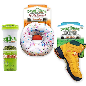 Doggijuana Get Outside Hiking Boot and Get The Munchies Donut / Refillable Catnip Dog Toys / Juananip Refill Bottle / Promotes Play and Helps Your Dog Chill