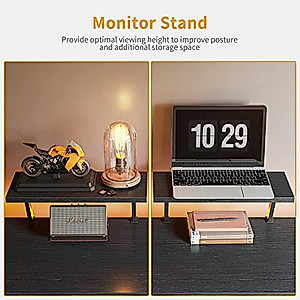 Cubiker 59.1" L-Shaped Gaming Desk, Home Office Computer Desk with Monitor Stand, Black